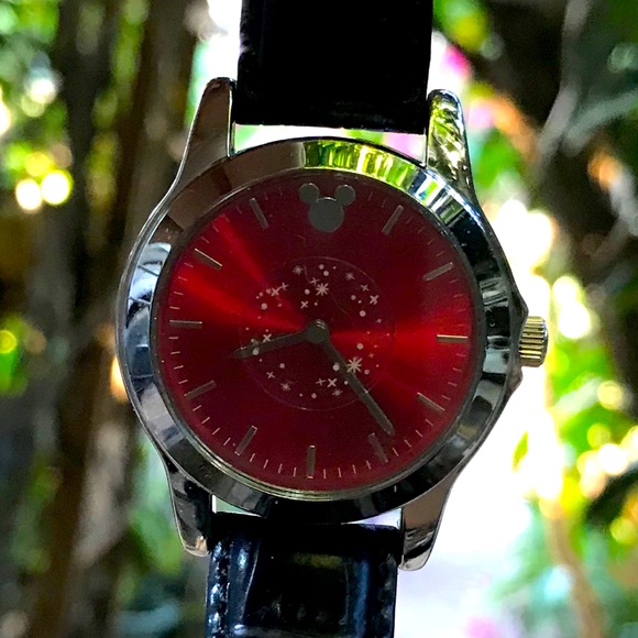 Disney | Accessories | A Vintage Mickey Face On A Red Dial Watch | Poshmark